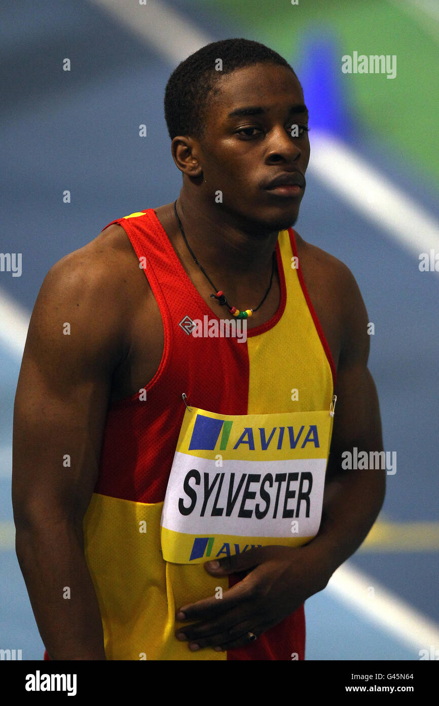 Thames Valley Harriers' Lumar Sylvester prior to the Men's 200m heats ...