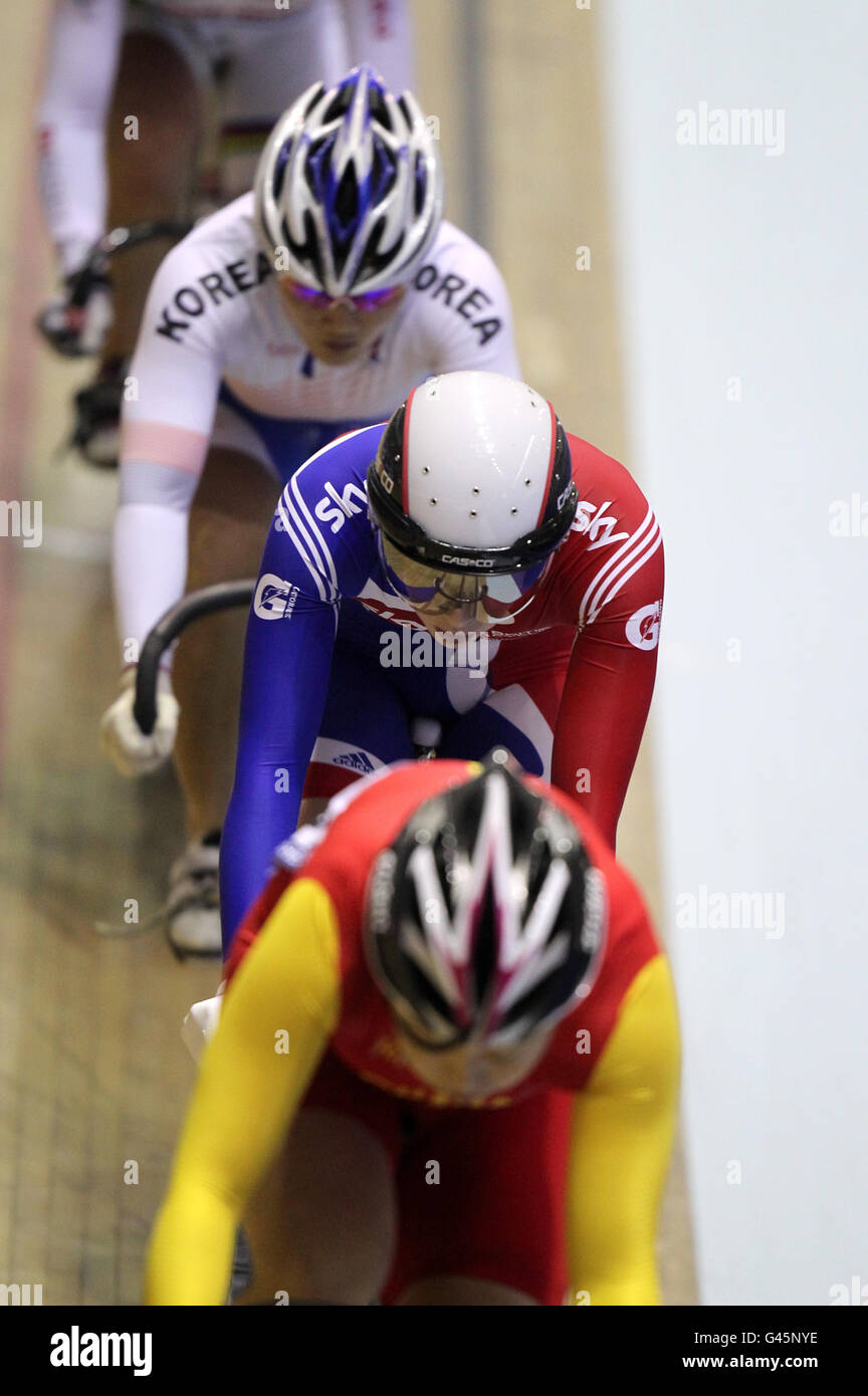 Great Britain's Jessica Varnish (centre) during the Women's Keirin ...