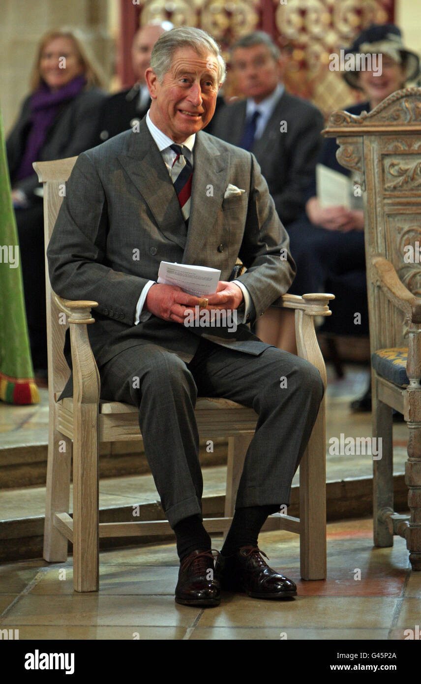 The Prince of Wales reacts to a joke told by the Reverend Canon Dr ...