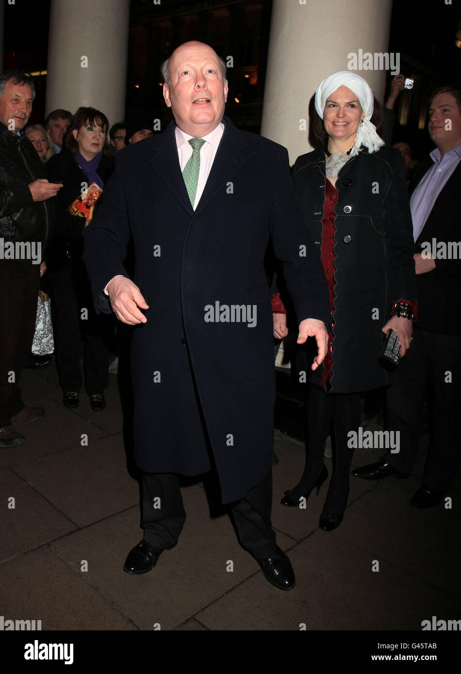 Julian Fellowes and his wife Emma Joy Kitchener arriving for the gala ...