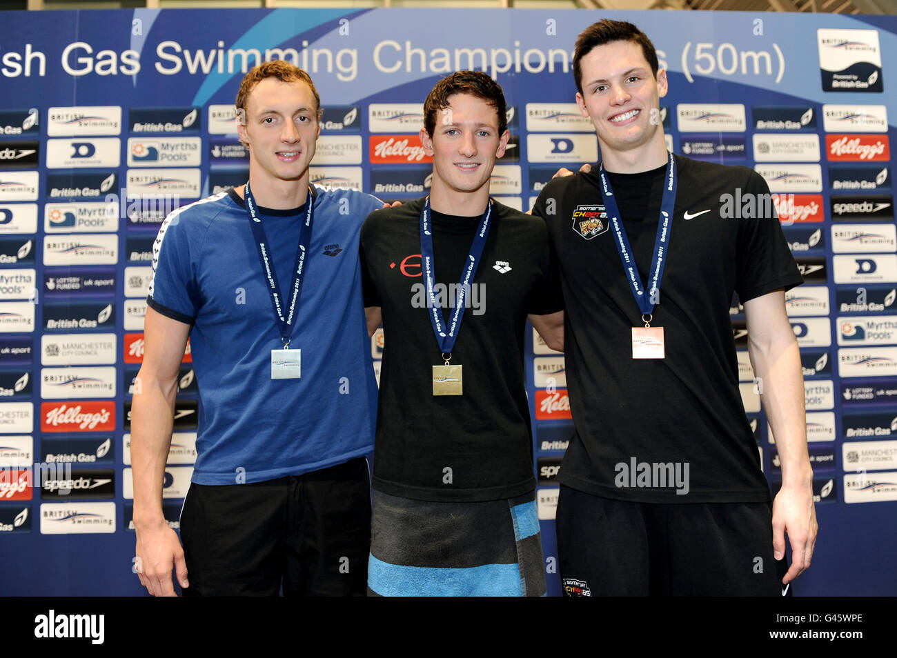 (L-R) Kristopher Gilchrist, Michael Jamieson and Richard Webb pose with ...