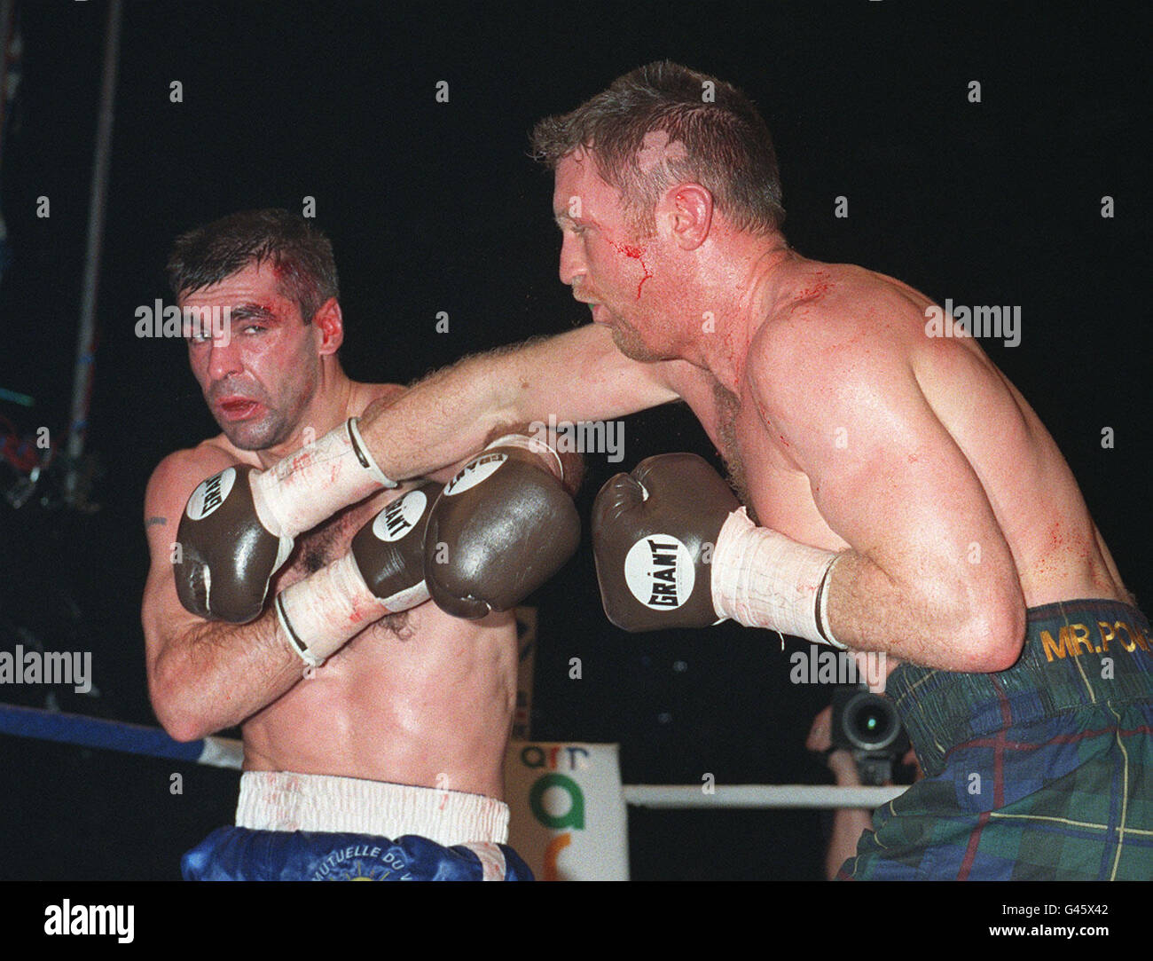 Steve Collins, defending his WBO super-middleweight crown, puts the ...