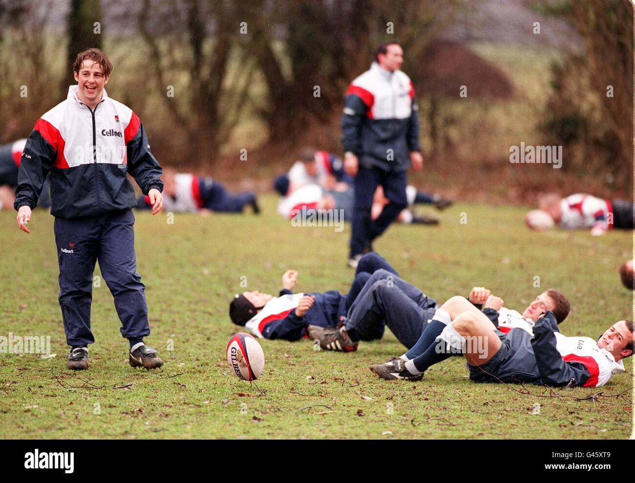 Recently injured England scrum half, Andy Gomarsall (left), during ...