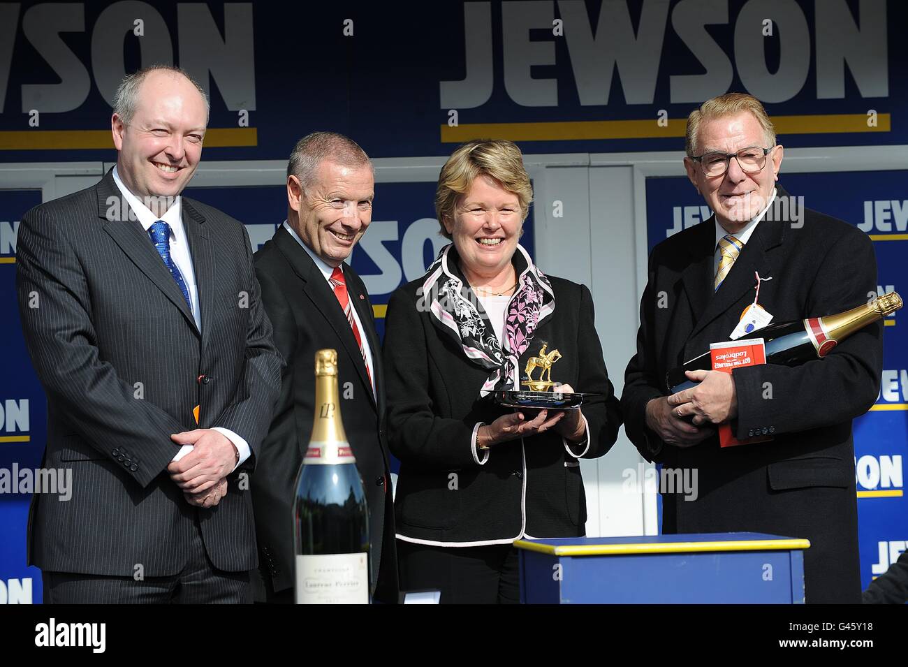Noble Prince owner Des Sharkey (right) celebrates with the winning ...
