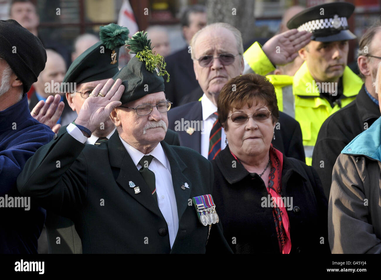 Veterans police salute union flag draped coffin corporal stephen mckee ...