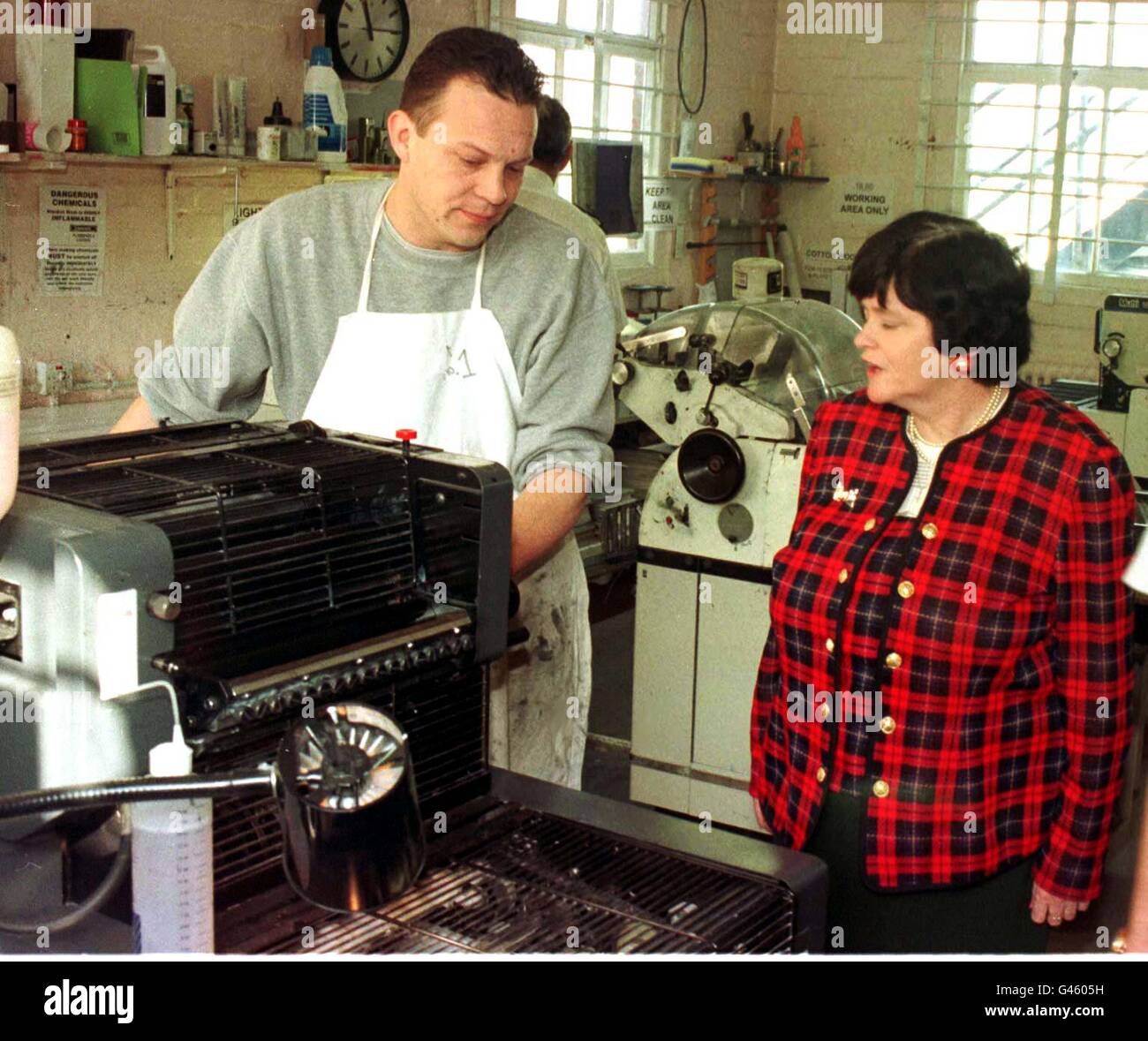 Prisons Minister Ann Widdecombe meets an inmate during her one hundred ...