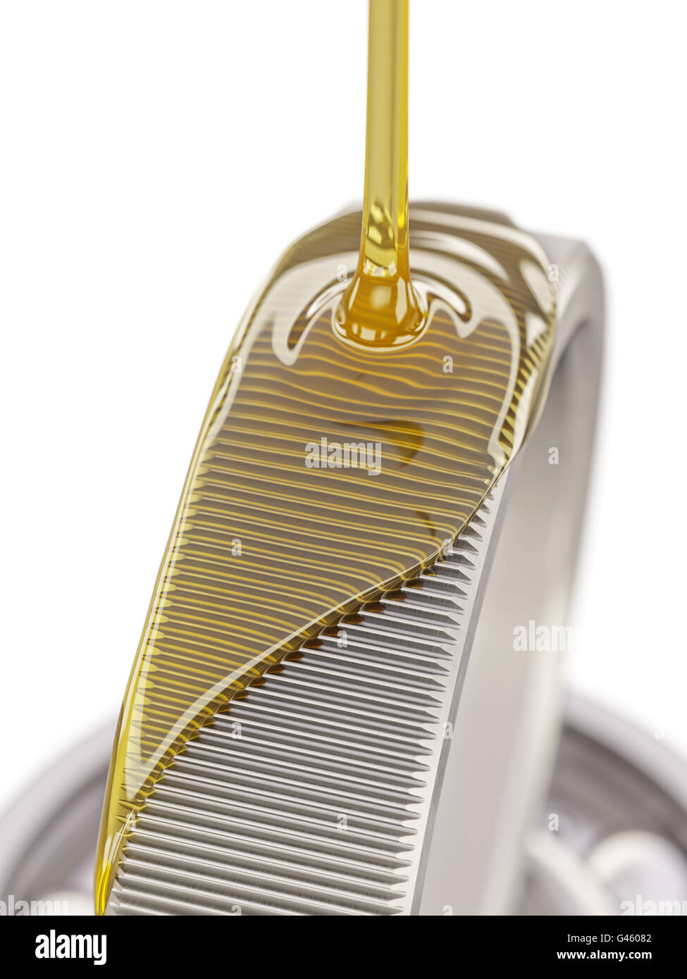 Oiling gears concept isolated on white background close-up 3d ...