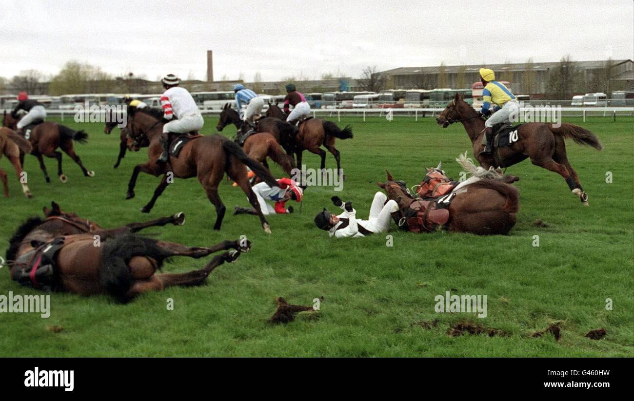 RACING horses fall Stock Photo - Alamy