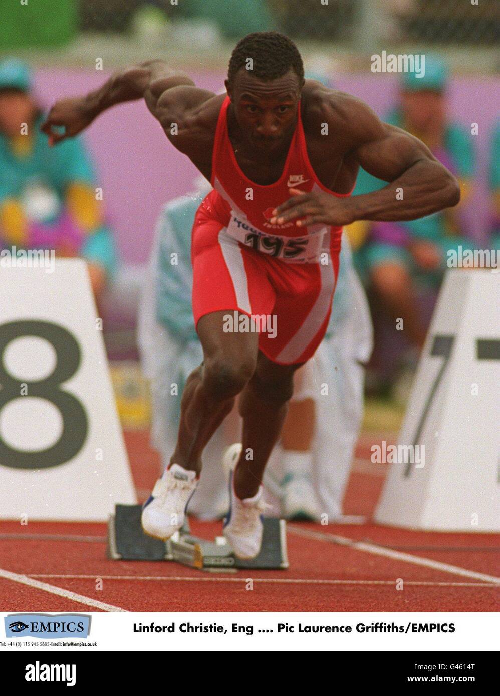 COMMONWEALTH GAMES, ATHLETICS. LINFORD CHRISTIE, ENGLAND Stock Photo ...