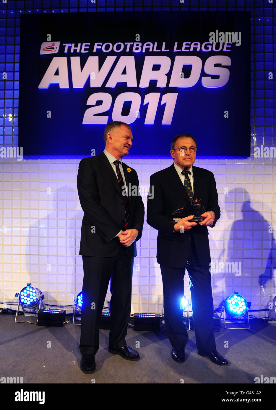 Crewe Alexandra's fist team manger Dario Gradi MBE (right) recieves his ...