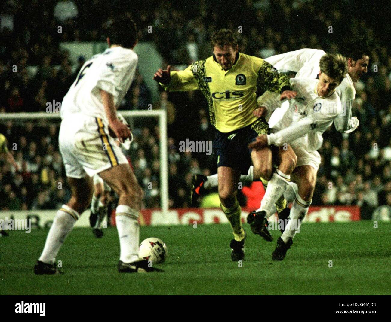 Blackburns nicky marker comes a cropper in the leeds defence hi-res ...