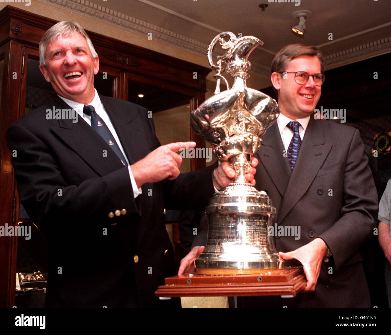 John Heise, Commodore of the Royal New Zealand Yacht Squadron (left ...