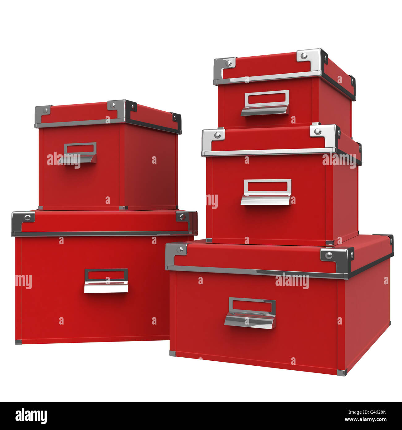 Closed box red. 3D graphic Stock Photo - Alamy