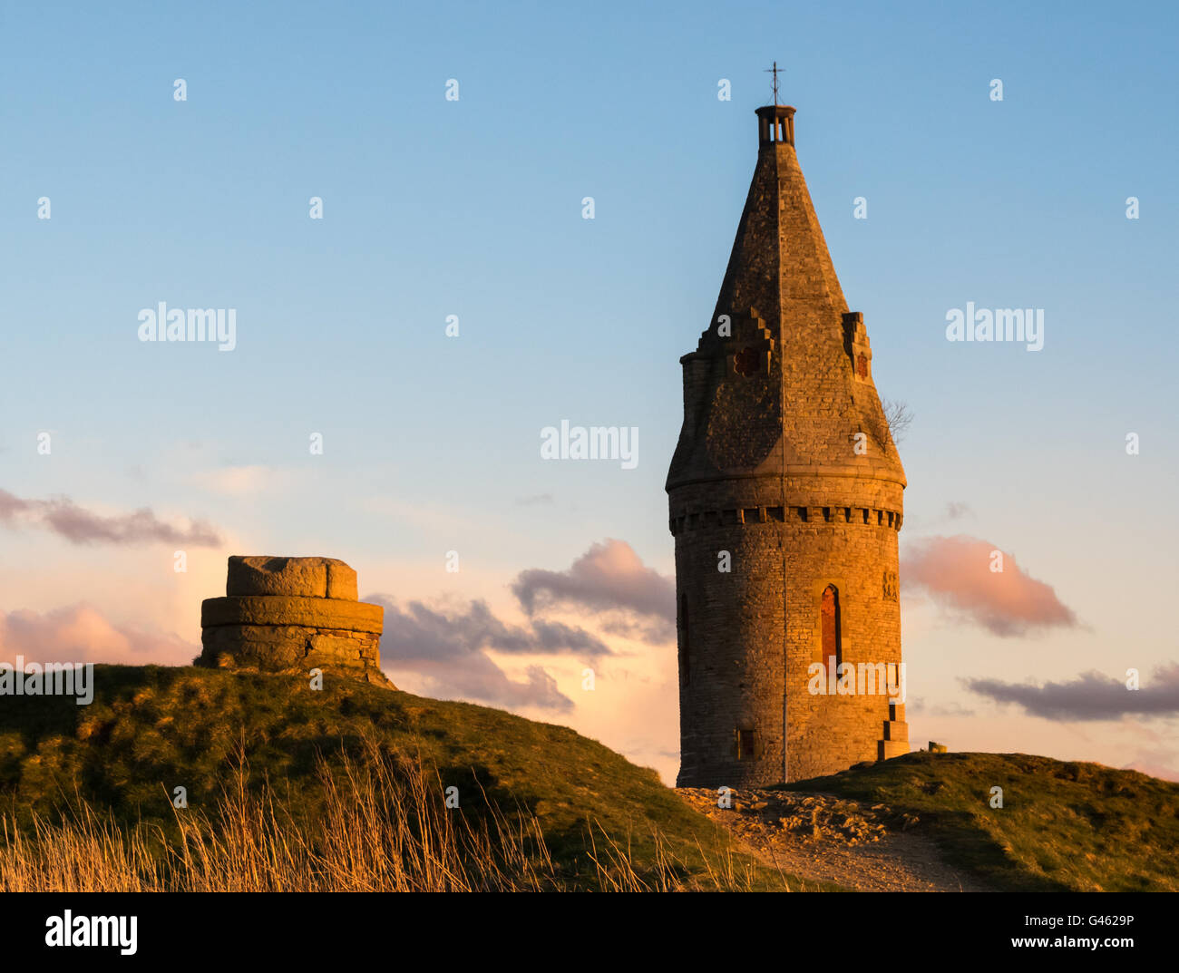 Hartshead Pike, hill and monument, Ashton under Lyne, Tameside Stock ...