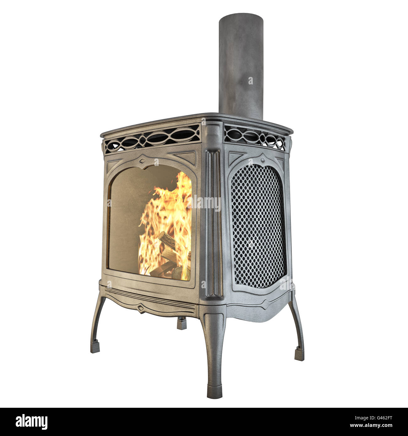 Fireplace classic side view 3d graphics Stock Photo - Alamy