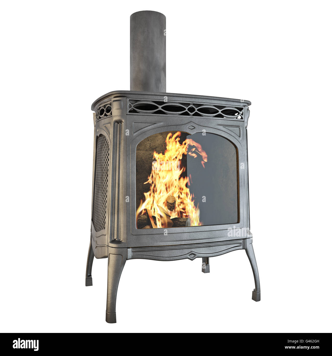 Classic fireplace with fire 3d graphics Stock Photo - Alamy