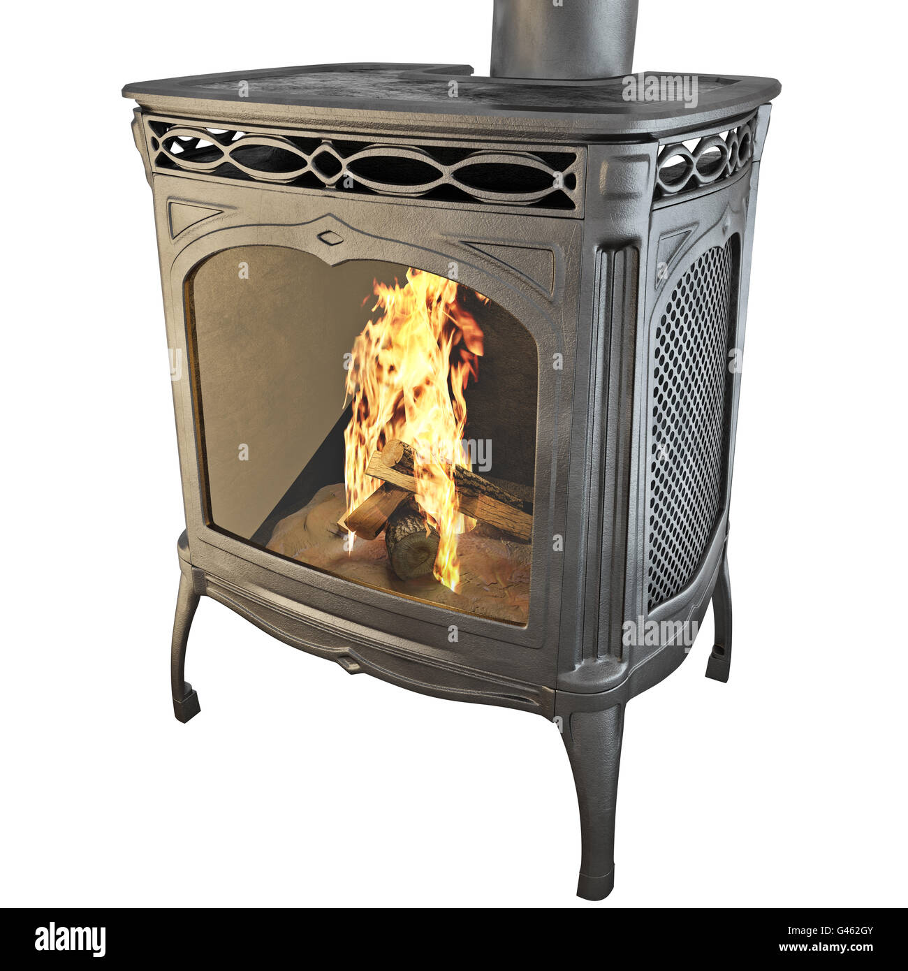 Modern fireplace with fire 3d graphics Stock Photo - Alamy