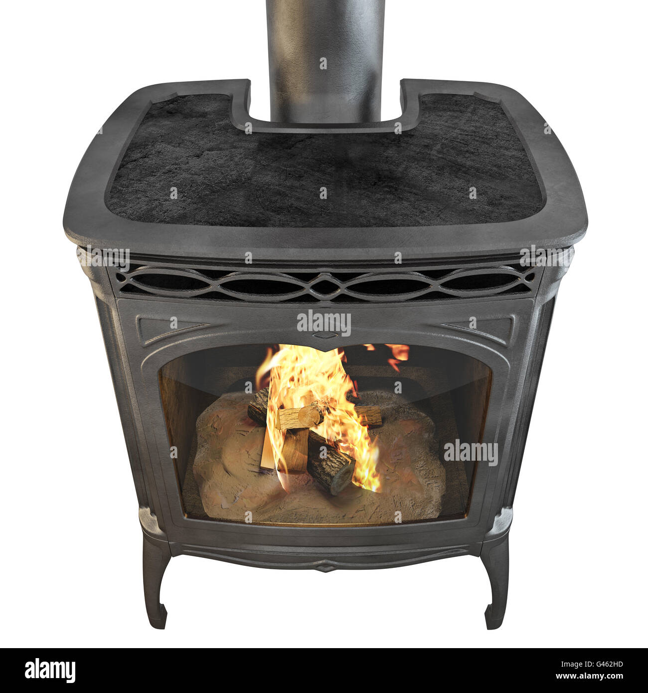 Classic fireplace side view isolated fire 3d graphics Stock Photo - Alamy