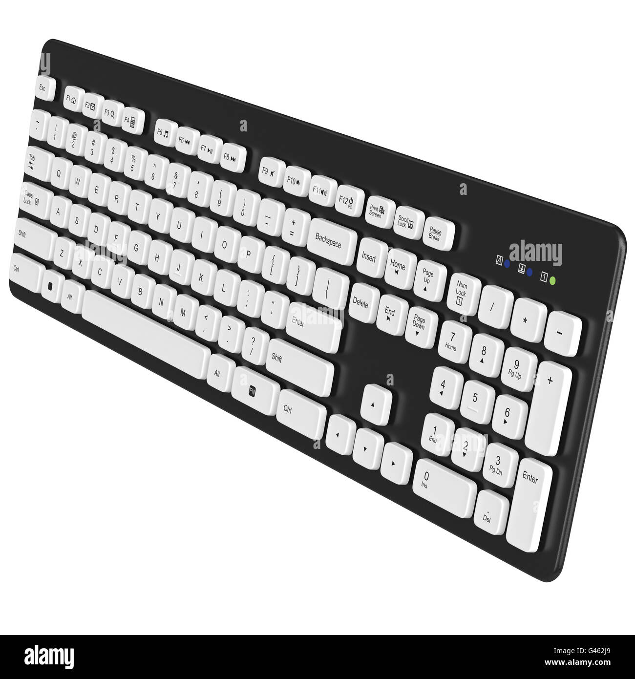 Keyboard, buttons, white, black. 3D graphic Stock Photo - Alamy
