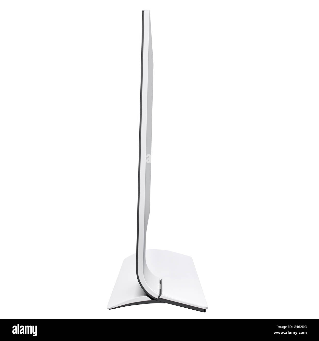 Computer display with curved leg of stand side view. 3d graphic Stock ...