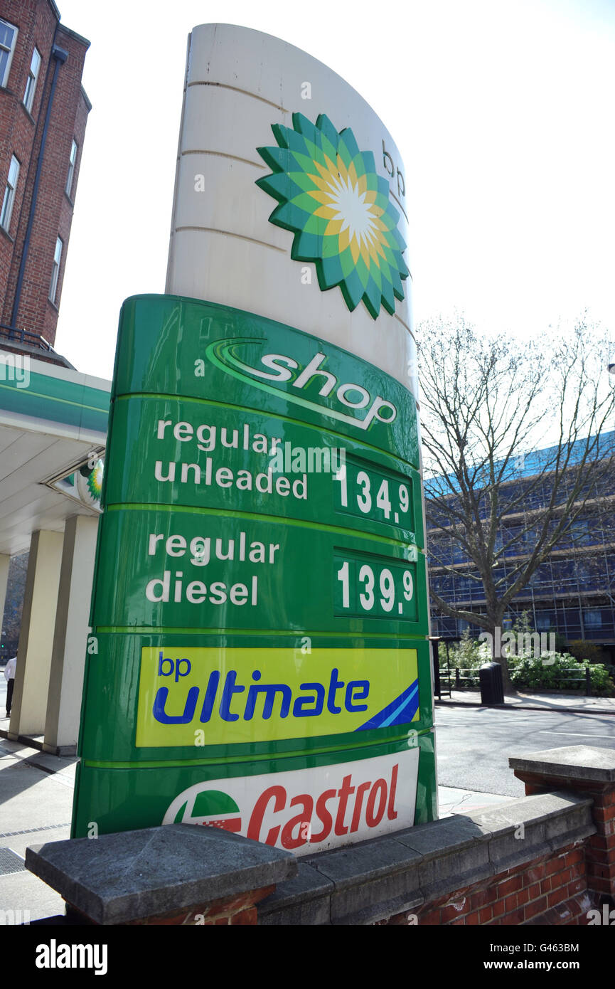 A BP petrol station on Vauxhall Bridge Road, London the following day ...