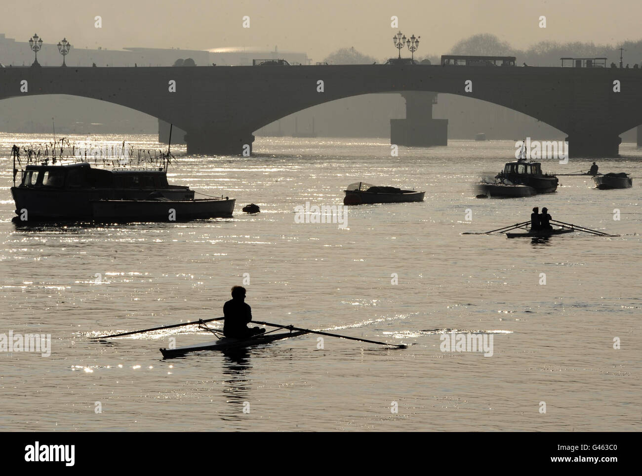 Rowers rowing river thames general view hi-res stock photography and ...