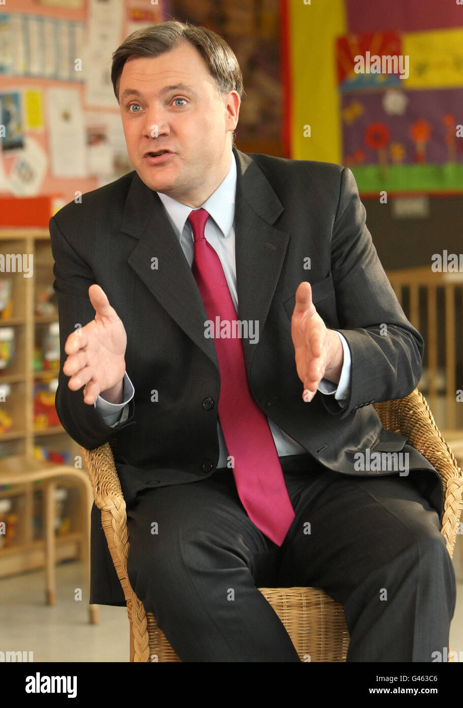 Shadow Chancellor Ed Balls records his response to the budget at the ...