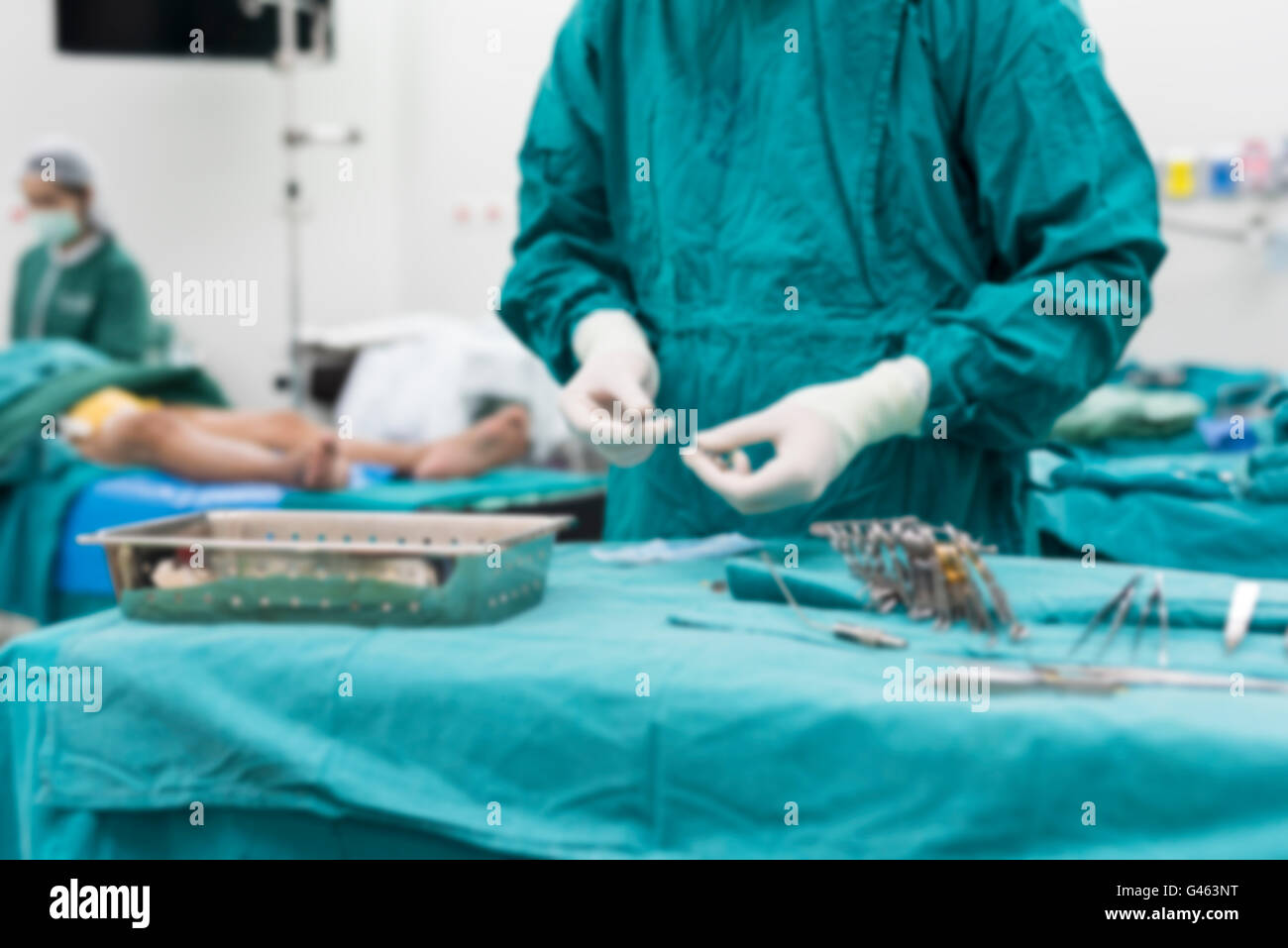 scrub nurse preparing surgical instruments for operation Stock Photo ...