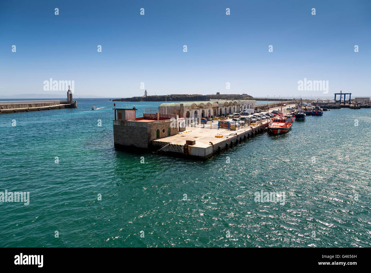 Boats in the fishing port of Tarifa, Costa de la Luz, Cadiz province ...