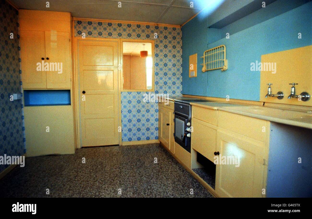 The kitchen area of a prefab (former home of Elsie Fowler) near Dursley ...