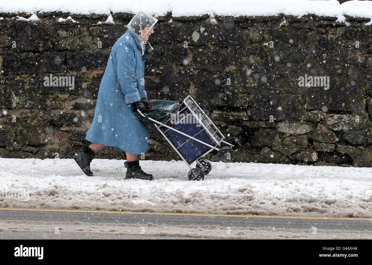 Wintry conditions in Denny, Central Scotland, where heavy snow fell ...