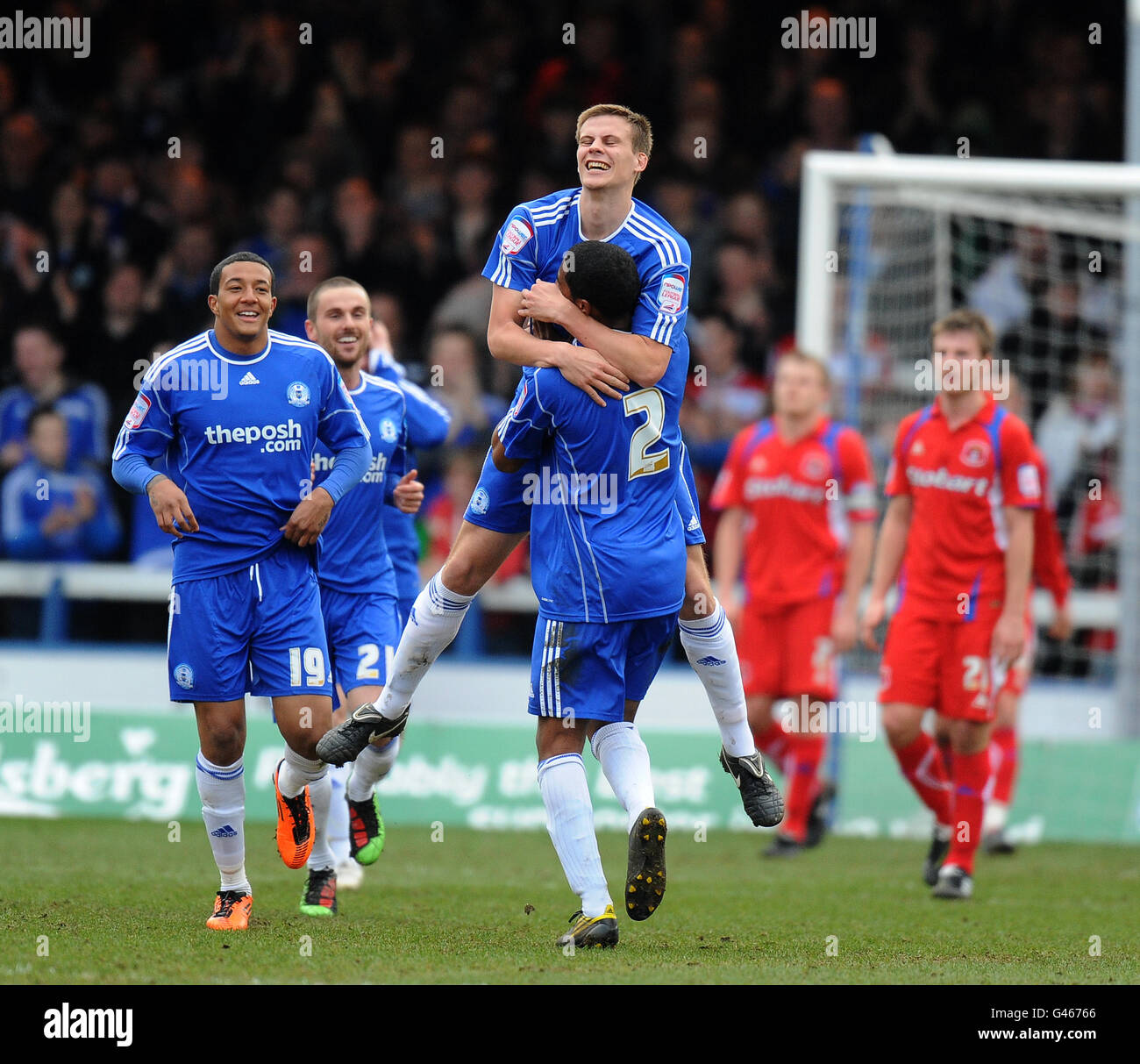 Peterborough United's Ryan Bennett celebrates scoring their fouth goal ...