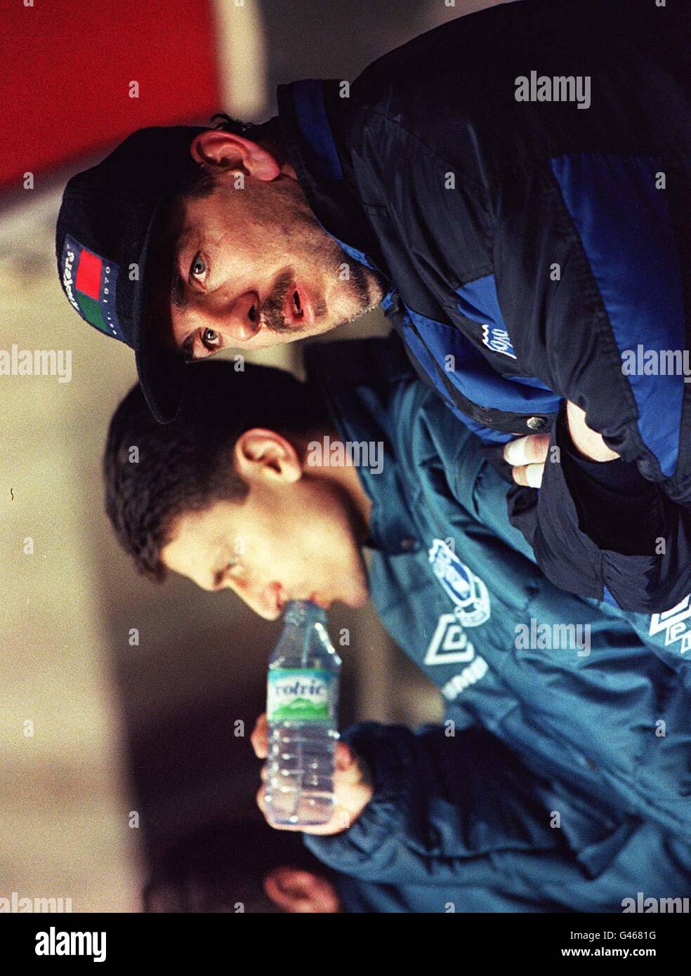 Everton's Neville Southall sit's it out as Number 2 keeper Paul Gerrard ...