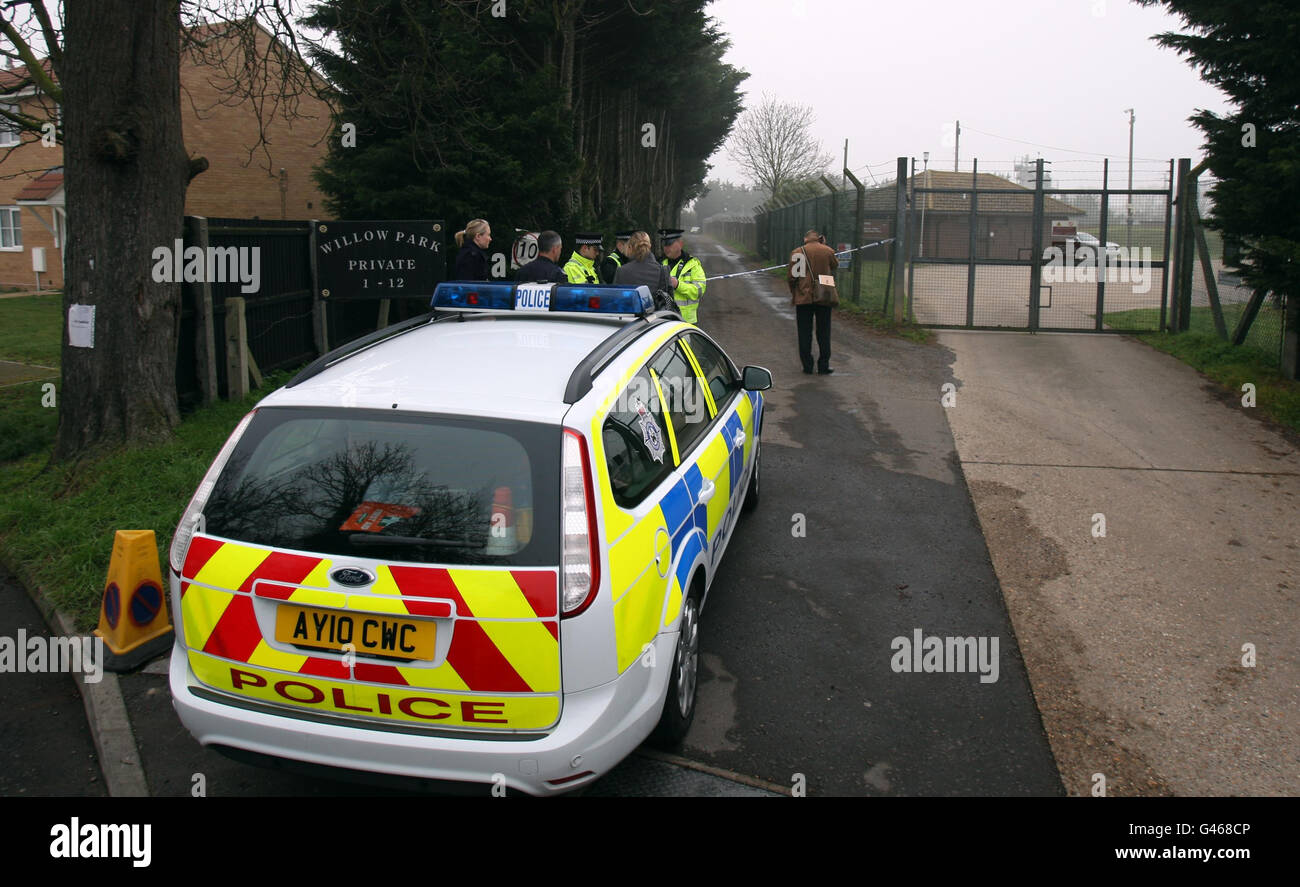 Shooting in Suffolk. Police at the scene in Willow Park, at Beck Row ...