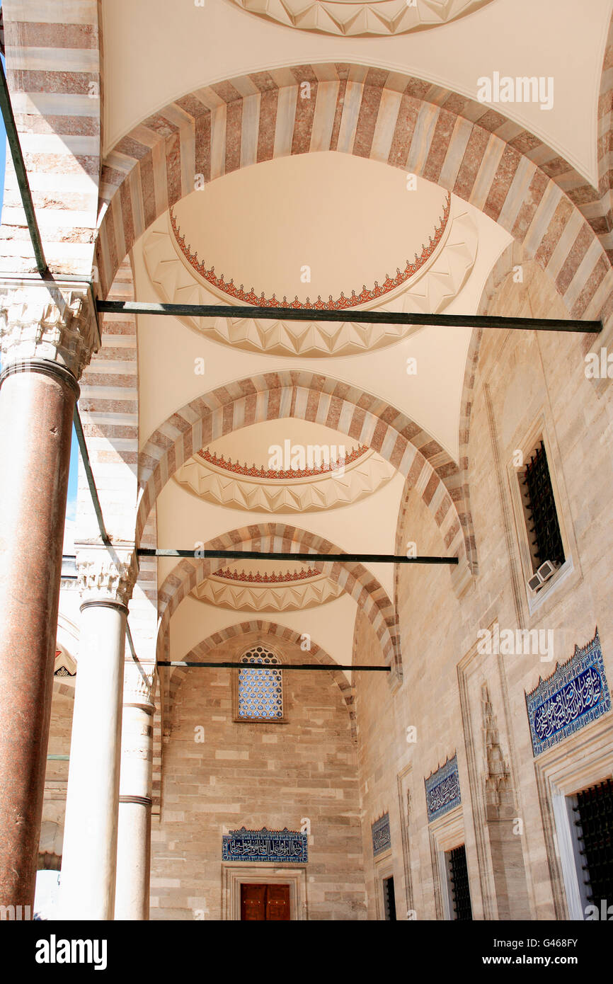 Marble colonnade in the courtyard of Suleymaniye Mosque in Istanbul ...