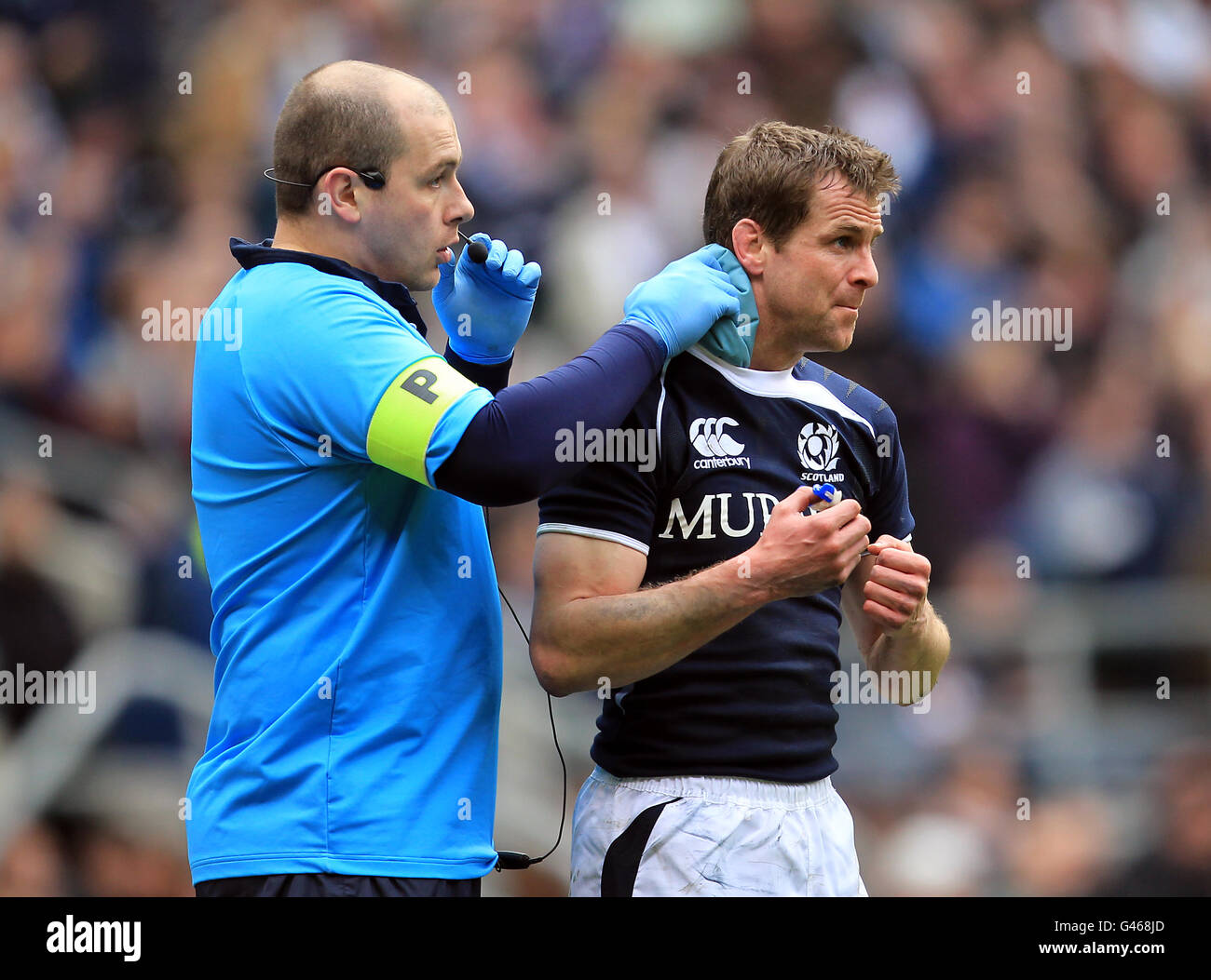 Scotlands chris paterson is treated by the physio hi-res stock ...