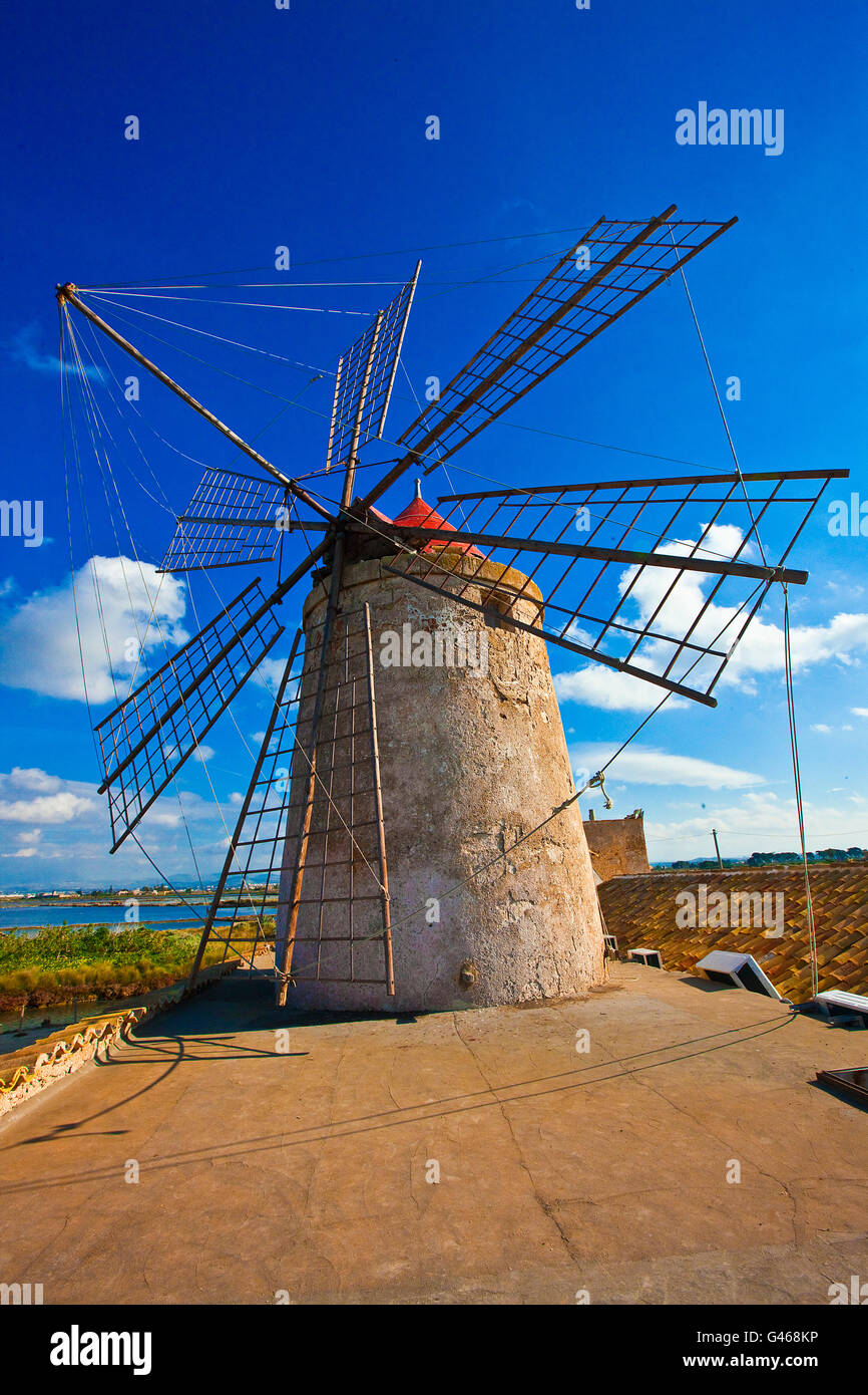 Mulino a Vento, windmill, Trapani Sicily, Italy, Mediterranean Stock ...