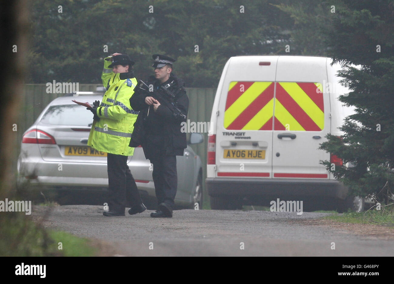 Police at the scene in Willow Park, at Beck Row near Mildenhall in ...