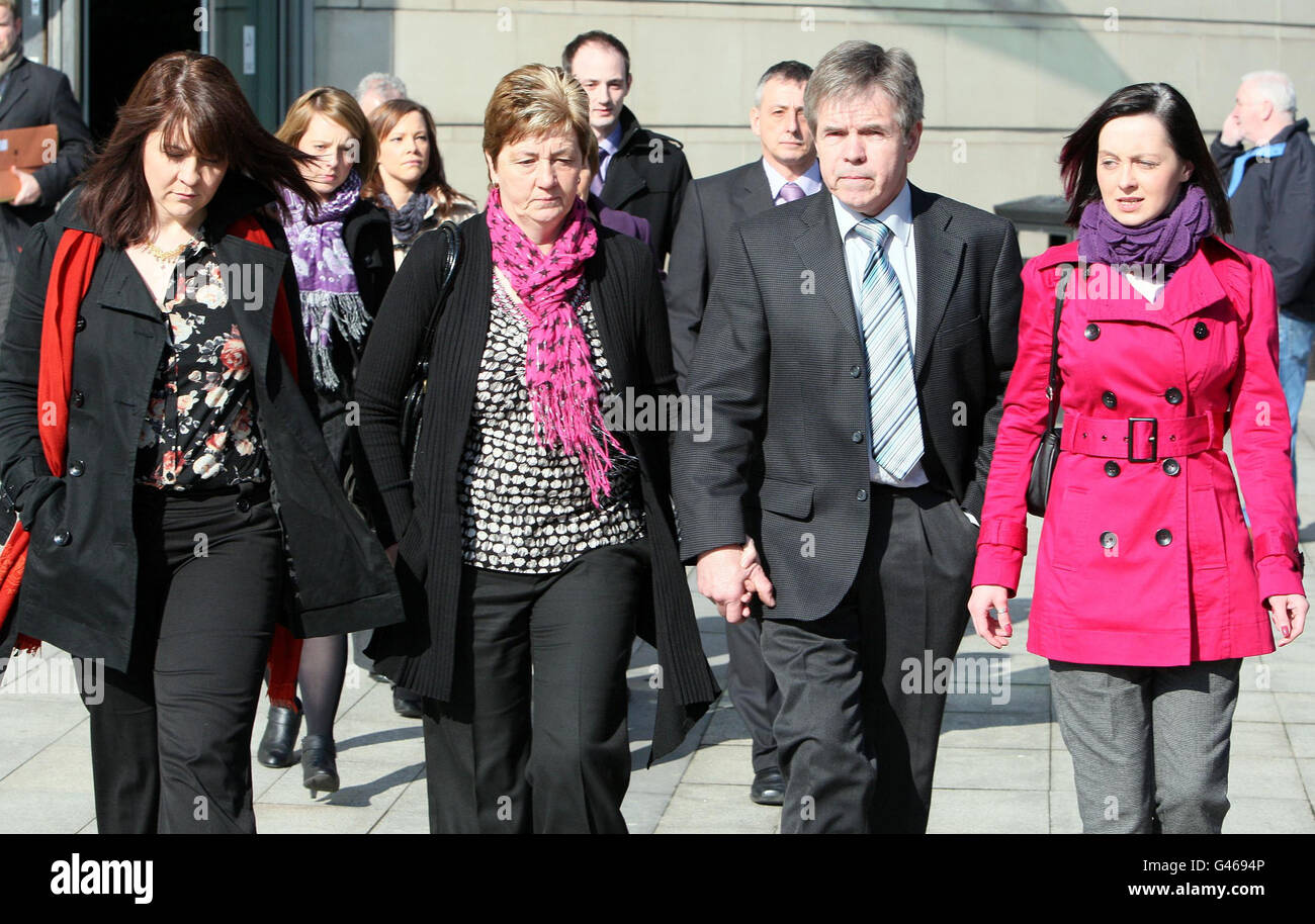 Family members (no names given) of Pc Trevor Buchanan, 32, leave ...