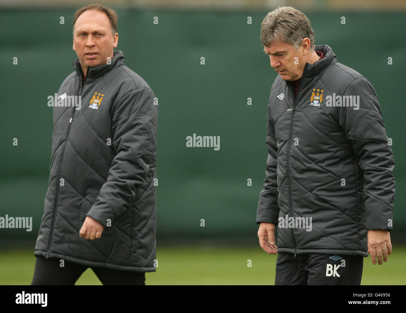 Manchester City's first team coach David Platt (left) and assistant ...