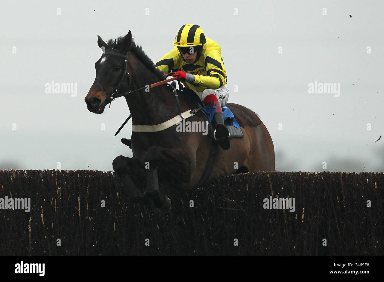 Kercabellec ridden by jockey Joe Cornwall jumps the last fence to win ...
