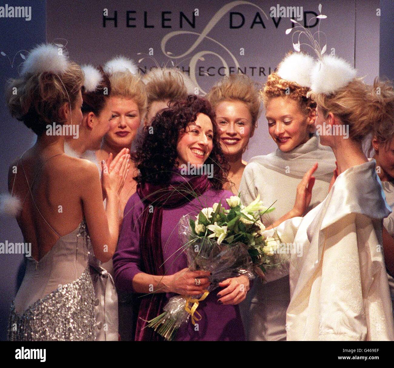 Models surround desginer Helen David to applaud her Autumn/Winter 1997/ ...