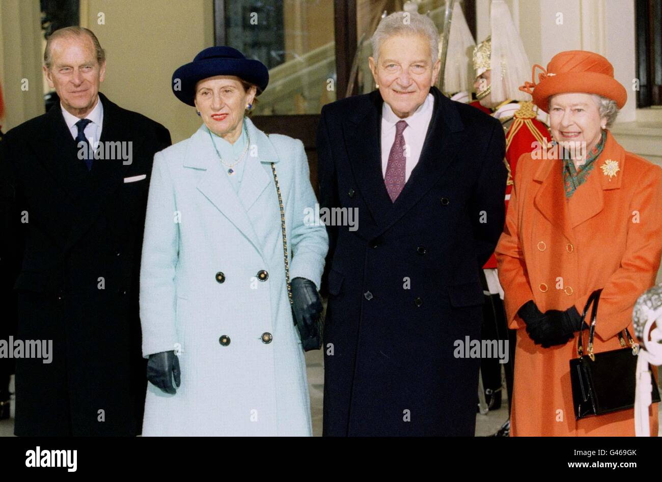 The Queen (R) and the Duke of Edinburgh (L) welcome Israeli President ...