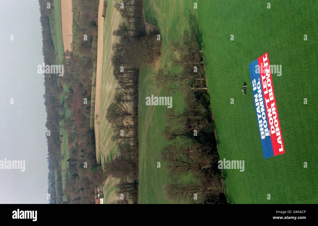 Tory banner in Crawley field Stock Photo - Alamy