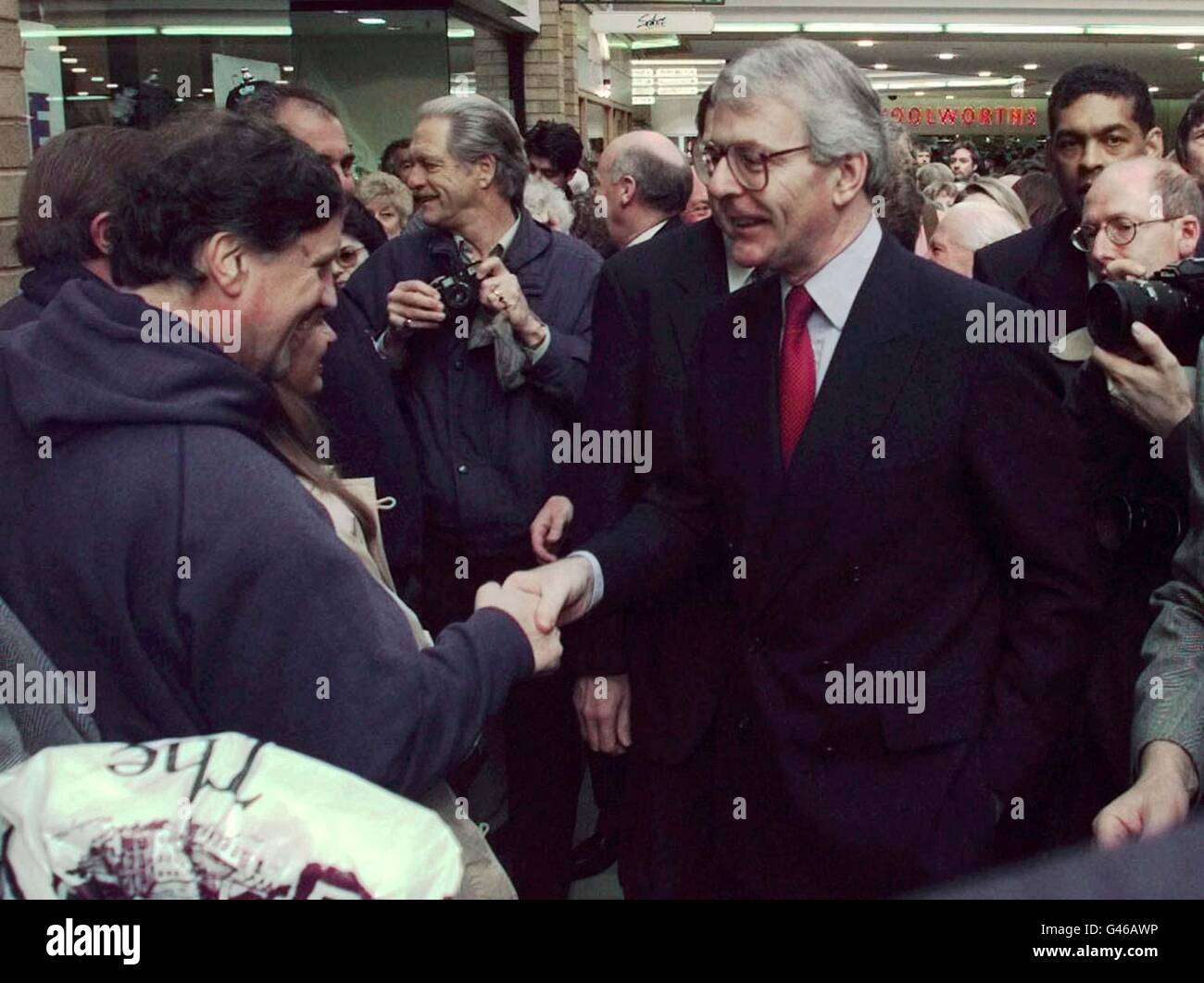 Prime Minister John Major meets local residents in a shopping centre in ...
