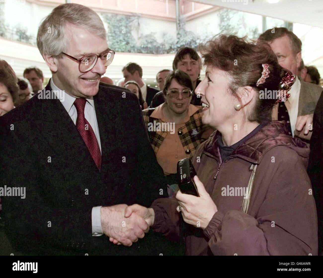 Prime Minister John Major meets local residents in a shopping centre in ...