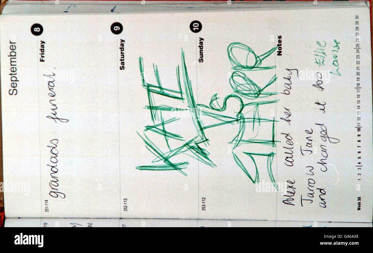 A page from Sharron Carr's diary. The teenage girl, who was aid to be ...