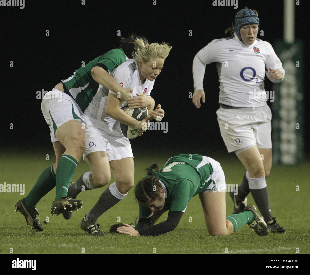 Ireland's Gillian Bourke tackles England's Franchesca Matthews during the Womens 6 Nations ...