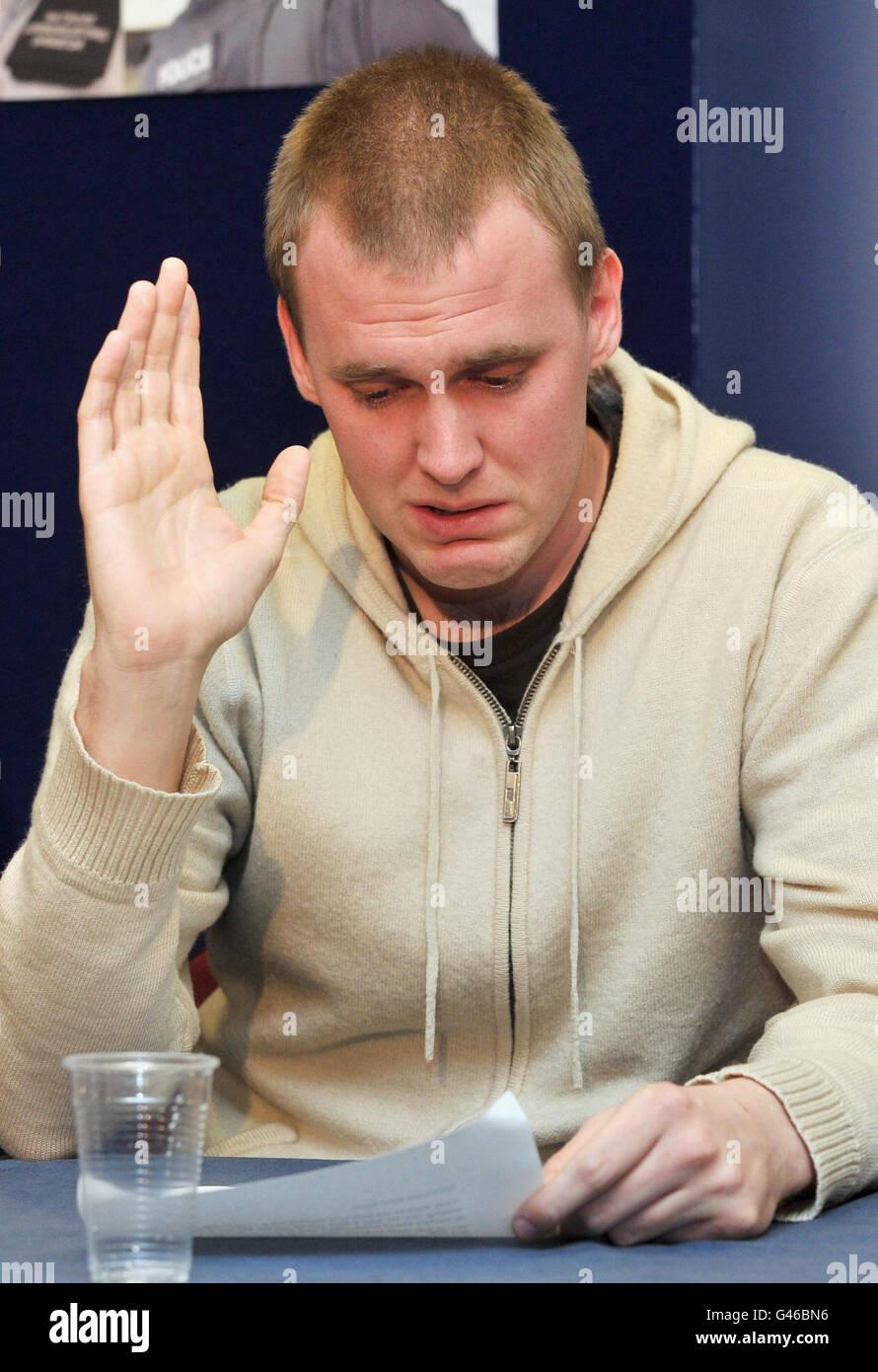 Kevin Reape, boyfriend of missing girl Sian O'Callaghan, reads a ...