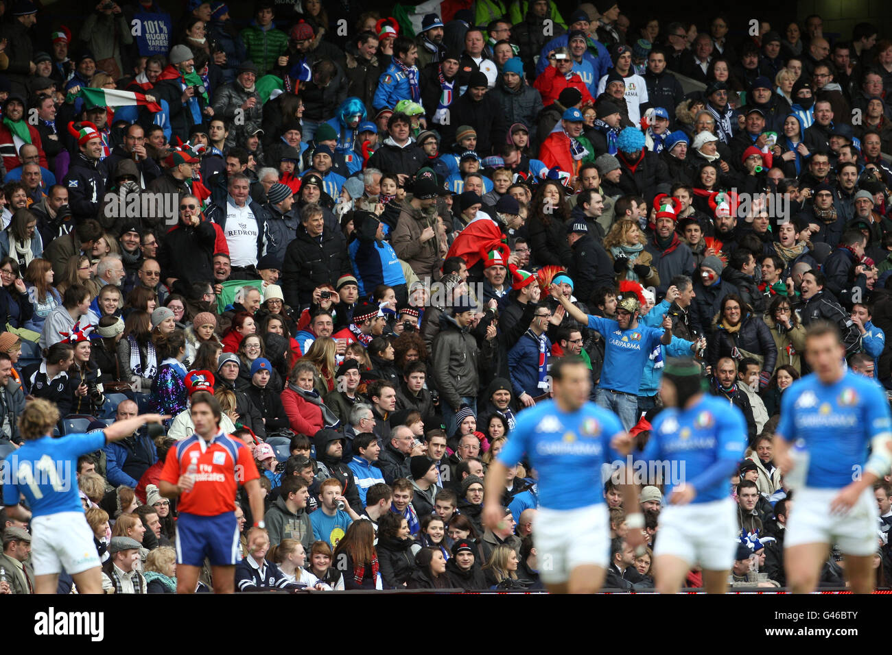 Scotland and Italy fans in the stands at Murrayfield Stadium Stock ...